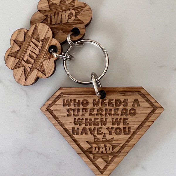 Superhero Keyring for Dad, Dad Keyring, Gift for Dad, Small Father's ...