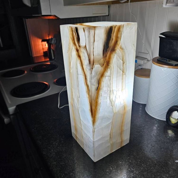 Rare Red Banded Onyx Lamp Genuine Square Banded Onyx Table Lamp Home ...