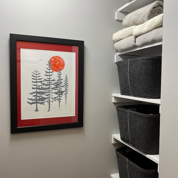 Evergreen Trees Screenprint, Art Print Woods Silkscreen, Minimalist ...