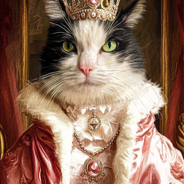Renaissance Cat Portrait From Photo, Royal Cat Portrait, Cat Portrait ...