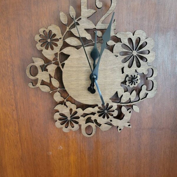 Wall Clock Flowers Laser Cut Dxf Glowforge Svg Xtool D1 CNC Cutting ...