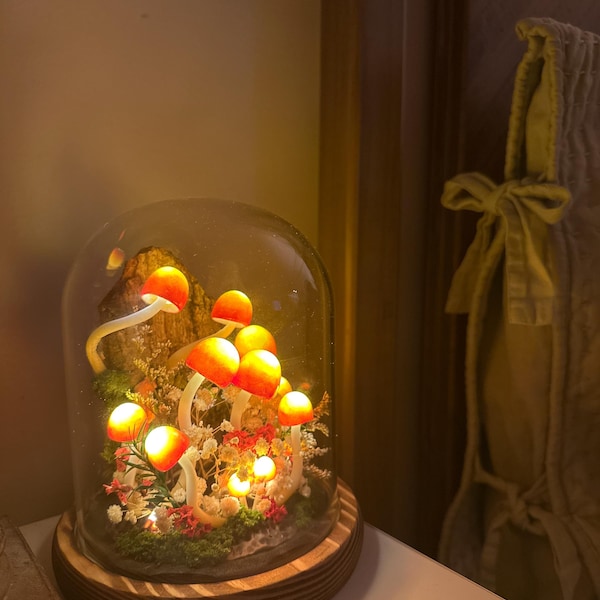 Enchanted Forest Mushroom Lamp, Yellow Mushroom Night Light, Table Top Decor, Fairy Tale Decor ...