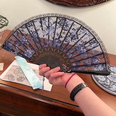 Bamboo Painting Hand Fan Ink Painting Handle Folding Fan With - Etsy