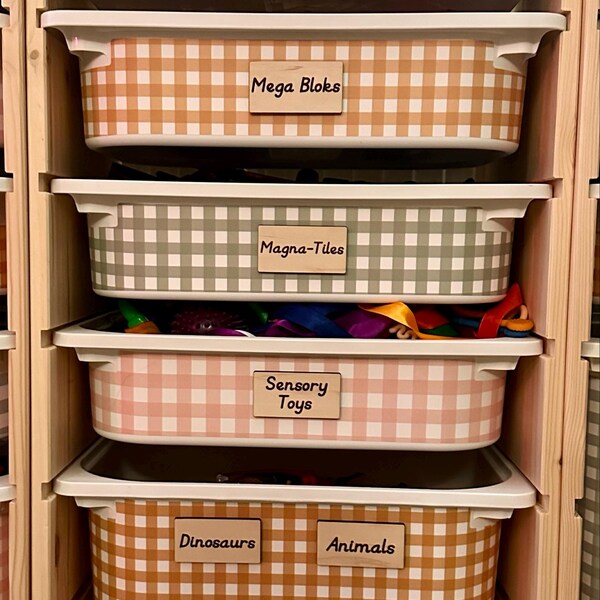 Wooden Circle Toy Box Storage Labels, Playroom, Nursery, Ikea Trofast ...