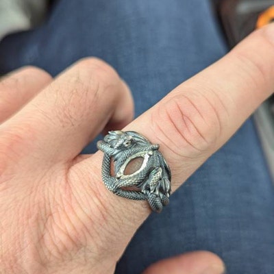 Two Snakes Ring, Sterling Silver Ring, Ring of Barahir, Elessar Ring ...