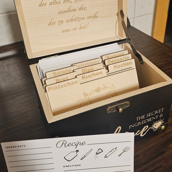 Personalized Recipe Box Engraved Family Recipe Box and Recipe Dividers ...