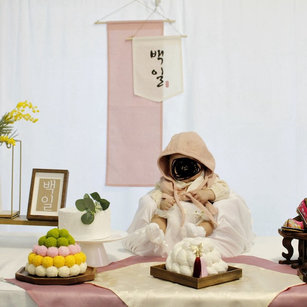 Korean Dol Dohl 100-day Traditional Dailywear Cotton Blue Boy Pink Girl ...