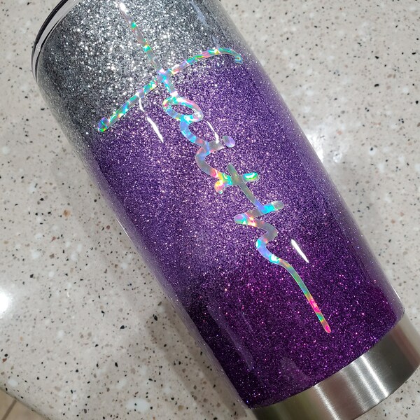 Purple Tumbler, Purple Glitter Cup, Purple Cup, Glitter Cup, Glitter ...