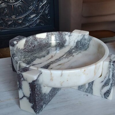 Travertine Bowl-travertine Serving Bowl-travertine Curved Bowl ...