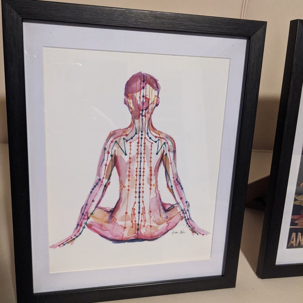 Meridians of the Body Watercolor Print - Yoga Art - Naturopathicart ...