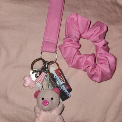 Pink Wristlet Floral Rose Key Fob Wristlets Tassels Lanyard - Etsy