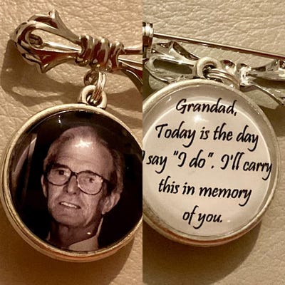 A Beautiful Gold Coloured Bride or Groom Memory Photo Lapel Pin or ...