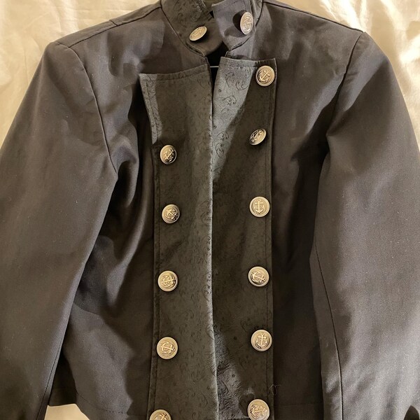 Men's Cropped Cotton Jacket: Victorian Steampunk Style, Metal Buttons ...