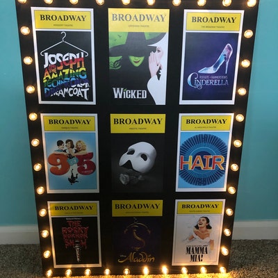 BROADWAY Playbill COLLAGE Wall Art With Marquee Lights 20 X 28 ...