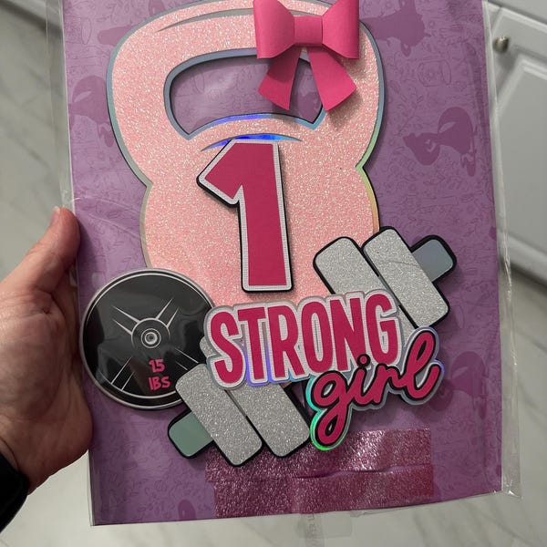 ONE Strong Cake Topper | Fitness Theme Party | Gym Weights Birthday ...