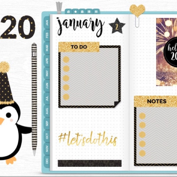 New Year Digital Sticker Bundle | Goodnotes & iPad | 2020, Calendar ...