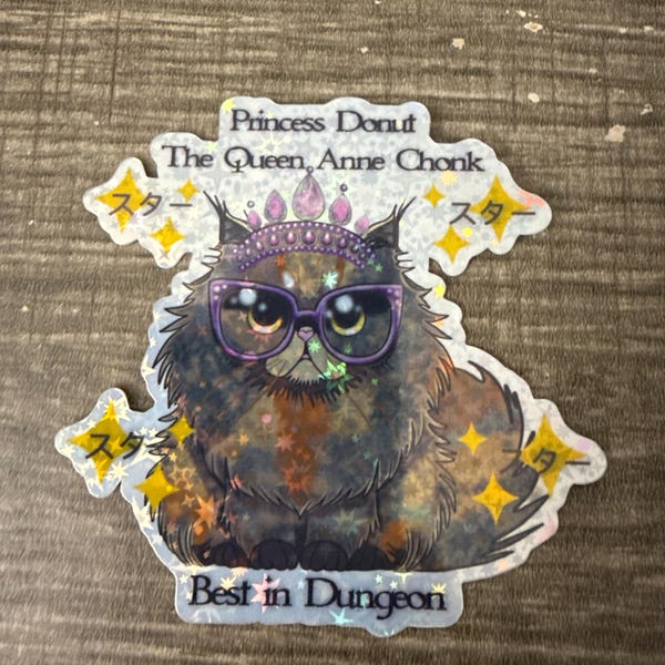 Princess Donut Holographic Vinyl Sticker Dungeon Crawler Carl Fanart