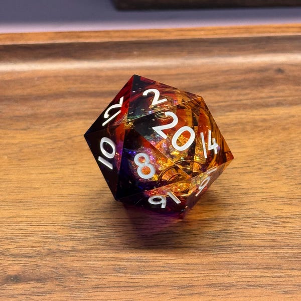 Fireheart - Red and Black Gold Dice, Fire Dice, Handmade Resin Sharp ...