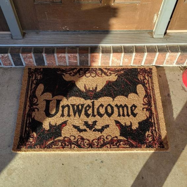 Unwelcome Bat Style Gift, Dark and Gothic Doormat, Gothic Mat Home ...