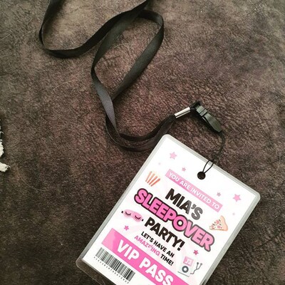 Personalised Pink Sleepover Slumber Party Style VIP Pass & - Etsy