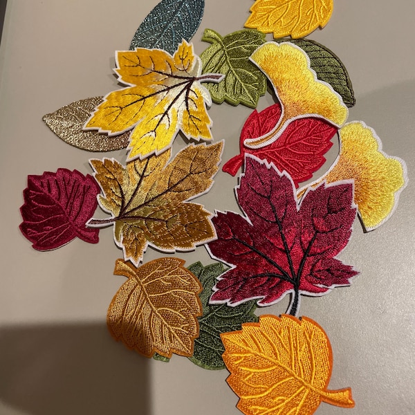 Autumn Leaves Flaming Fall Embroidered Patches Iron on Set - Etsy