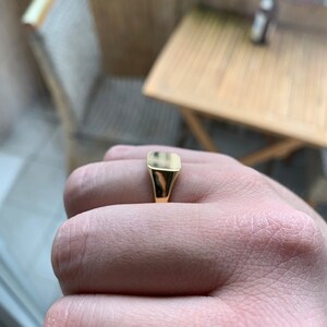 Handmade Flat Signet Ring / 14k & 18k Gold Signet Ring / Gold | Etsy