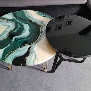 Emerald Green Coffee Table, Resin Coffee Table, Green Gold Coffee Table ...