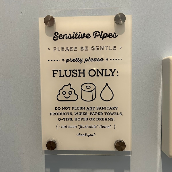 Cute Sensitive Pipes Emoji Printable Sign Print or Ship Now Flush Only ...