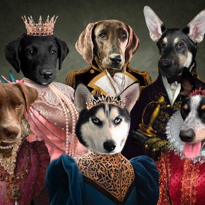 Multiple Pet Portrait, Custom Multi Pet Canvas, Custom 3 Pets Portrait ...