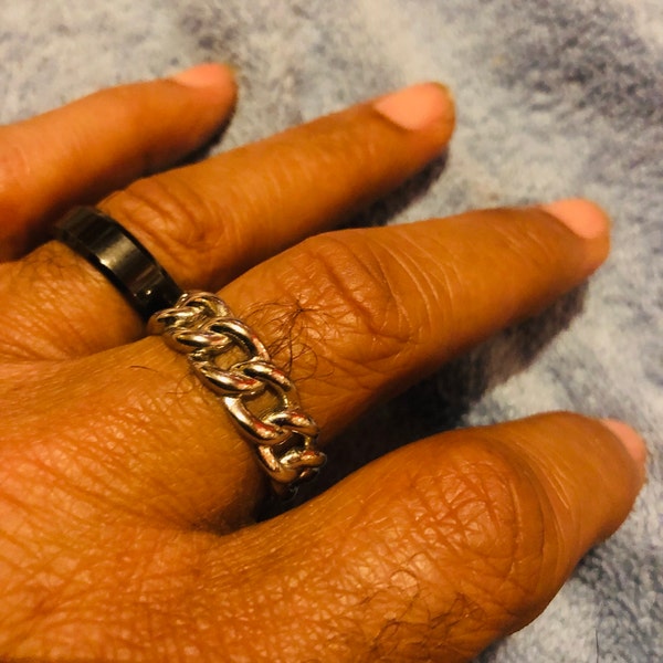 Mens Ring Silver Steel Chain Band Pinky Rings for Men - Mens Jewelry ...