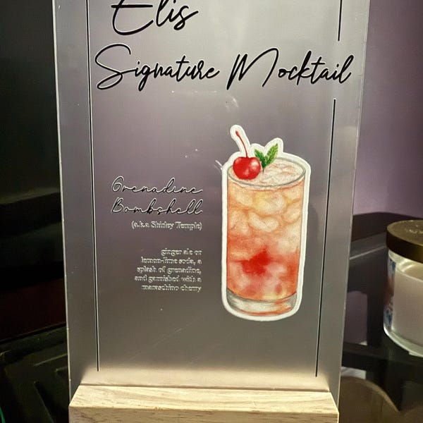 Personalized Bar Menu, Acrylic Cocktail Recipe Sign, Signature Cocktail ...