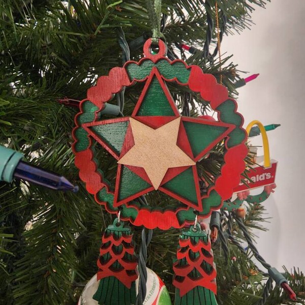 Filipino Parol Wood Ornament - Green, Red & Gold - 2022 - Etsy