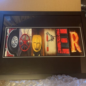 Firefighter Letter Art, Firefighter, Firefighter Wife, Fireman, Gift ...