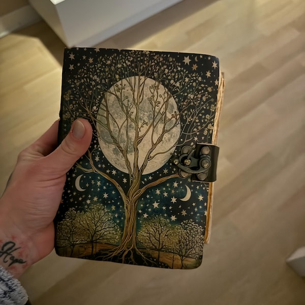Tree of Life Leather Journal Handmade 400 Pages Grimoire Book of ...