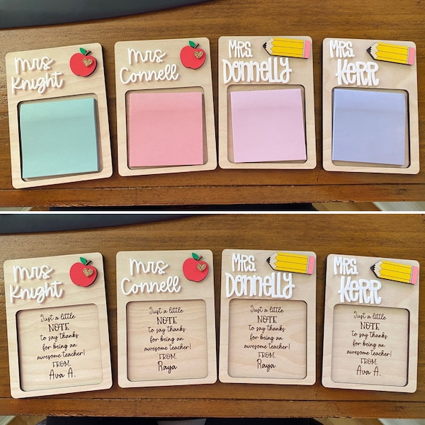 Teacher Sticky Note Holder, Personalized Teacher Gift, Teacher ...