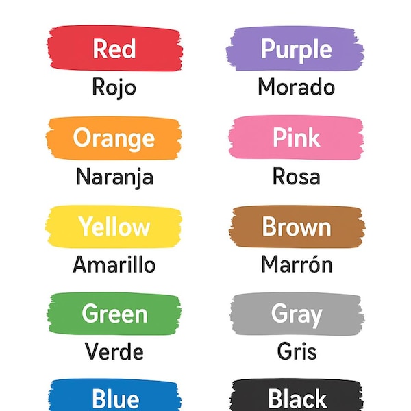 Bilingual Colors Chart: English Spanish Learning Poster (digital ...