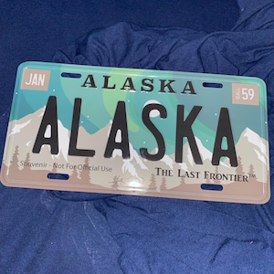 Northern Lights Alaska Aurora License Plate, Forget-me-not and Alaska ...
