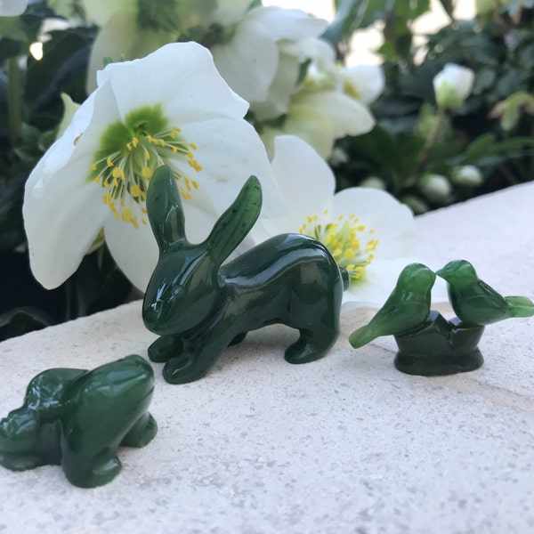 Canadian Nephrite Jade Rabbit Carving - Mulitple Sizes - Jade Figurine ...