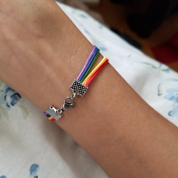 Pride Bracelet, Rainbow Flag Colors, LGBT String Bracelet, Bracelet ...