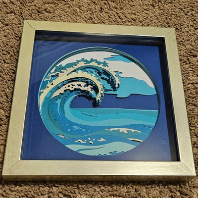 Ocean Waves SVG Shadow Box Template, 3D SVG Shadowbox, DIY Beach House ...