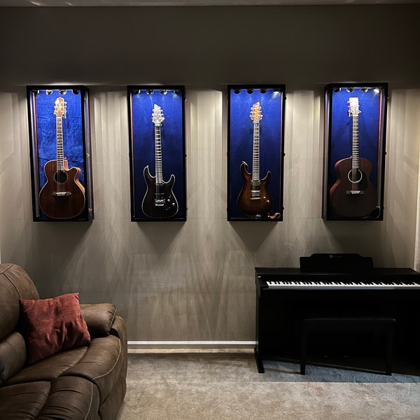 Clear Viewing Guitar Display Case Cabinet Wall Rack for Fender Bass ...