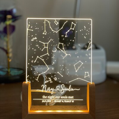 Personalized Constellation Chart Lamp Gift Star Map on Night - Etsy