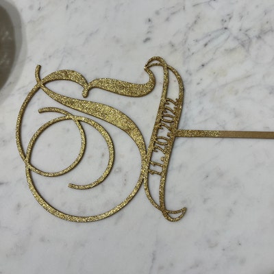 Initial Cake Topper, Elegant Cake Topper Personalized Letter Topper ...