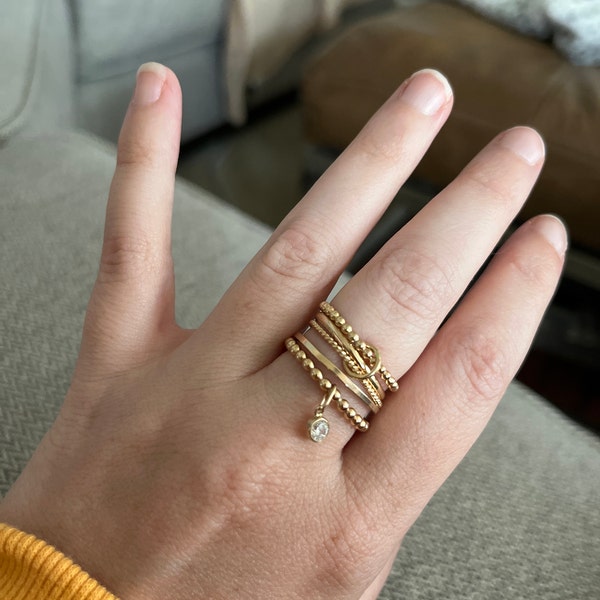 14KGF Gold Multi Link Connected Ring, Chunky Gold Ring, Gold Ring Set ...