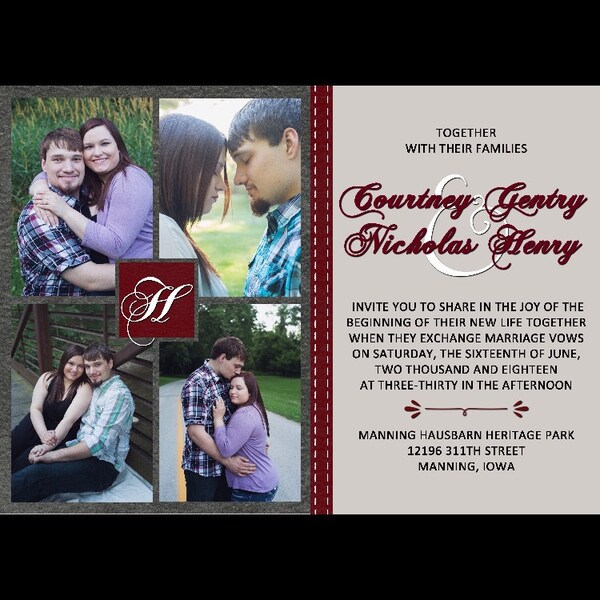 ANY COLOR, Digital Wedding Invitation, Picture Collage, Printed Wedding ...