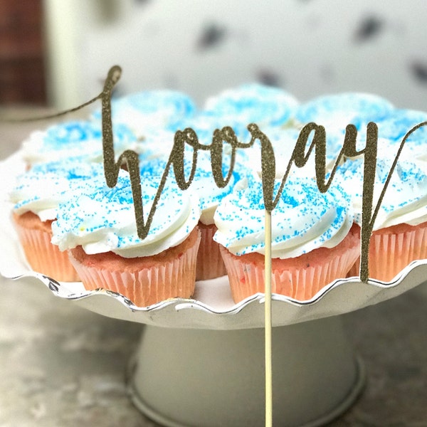 Hooray Cake Topper Engagement Cake Topper Engagement Decor Graduation ...