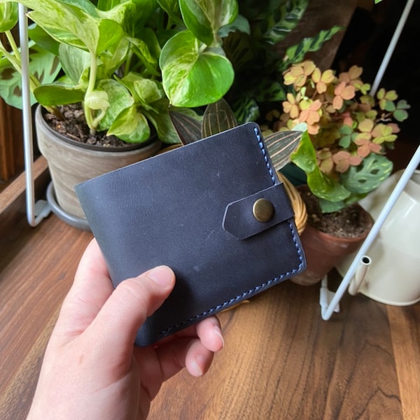 Blue Leather Women's Mini Wallet | Small Wallet | Mens Leather Billfold ...