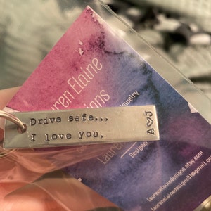 Custom Initials drive Safe... I Love You Hand Stamped Aluminum Keychain ...