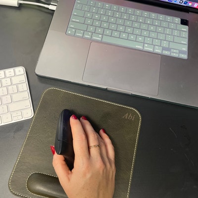 Personalized Mouse Pad With Wrist Rest Top Grain Leather, Hand Crafted ...