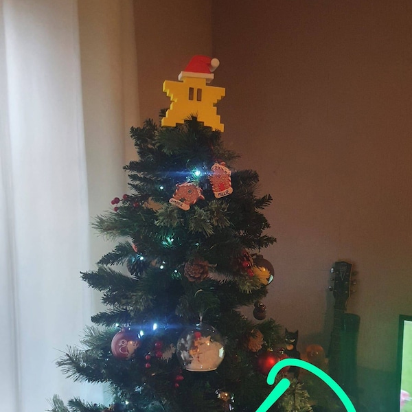 Retro Super Mario Star Tree Topper With Hat. This 8bit Christmas ...